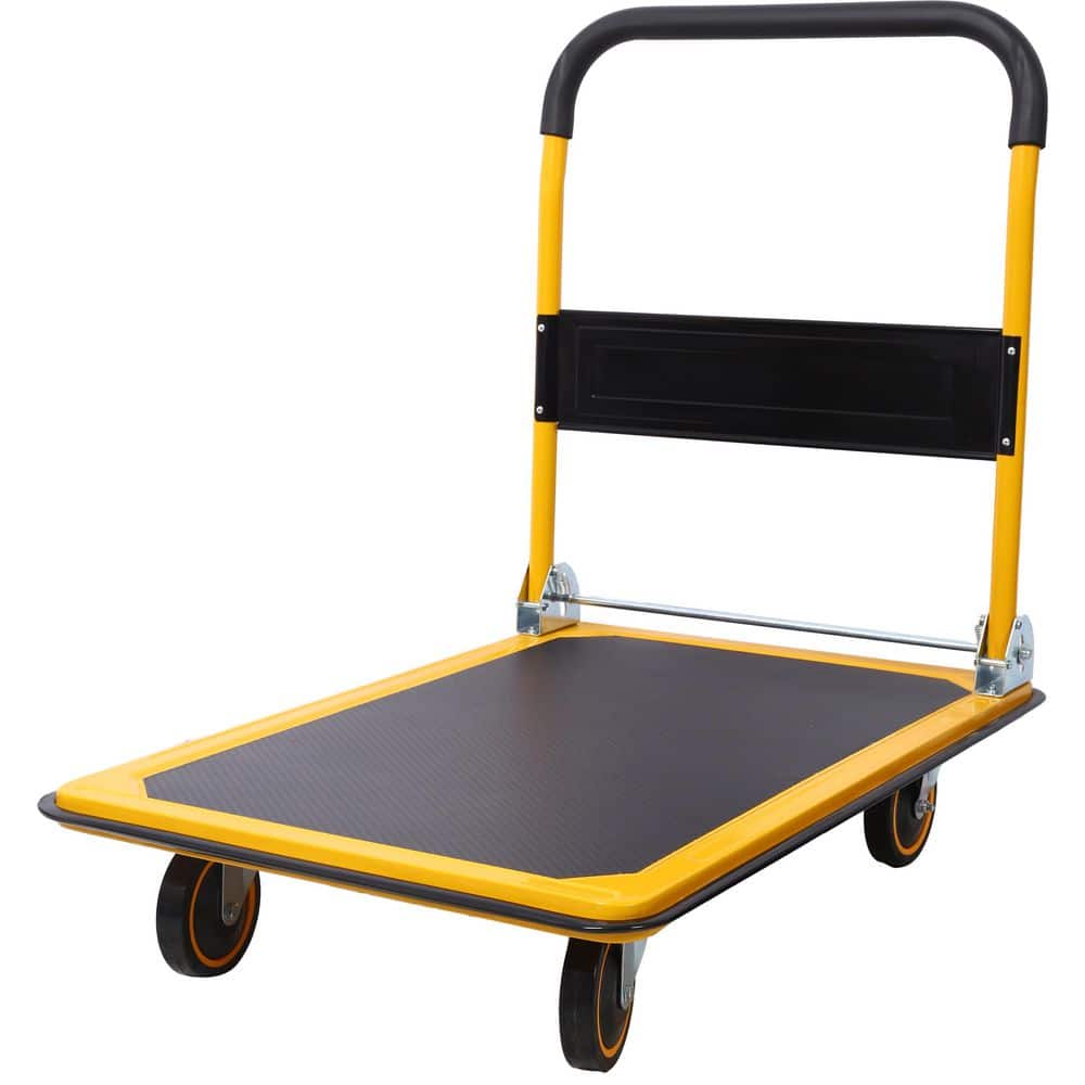 Black Yellow 29 in. L x 18 in, W Foldable Platform Truck Push Dolly 330 ...
