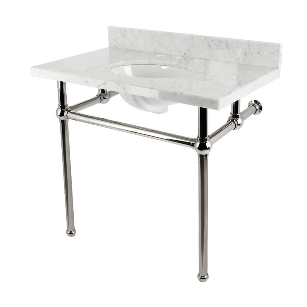 Kingston Brass Fauceture 36 in. Marble Console Sink Set with Brass Legs ...