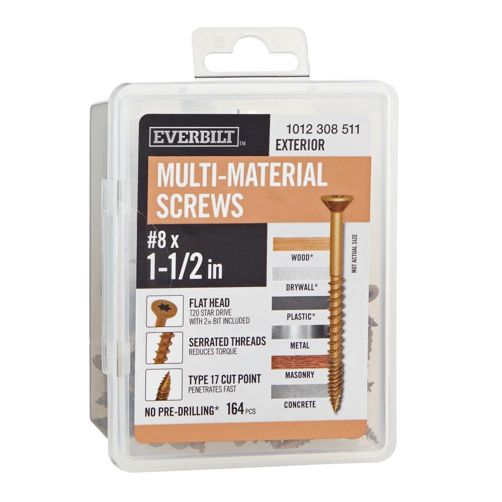 Everbilt 8 x 1-1/2 in. Brown 6-Lobe Torx Drive Exterior Flat Head Multi ...