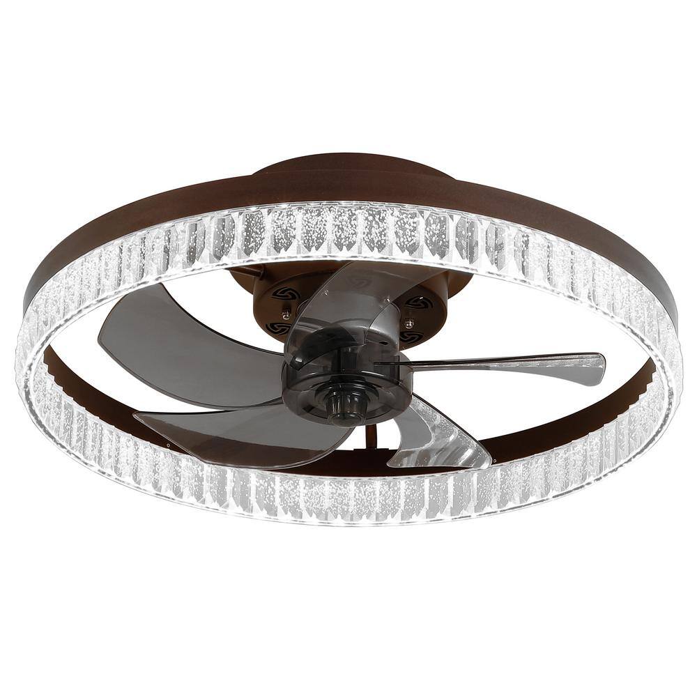WELLFOR 19.7 in. Indoor Brown Embedded Installation Ceiling Fan with ...