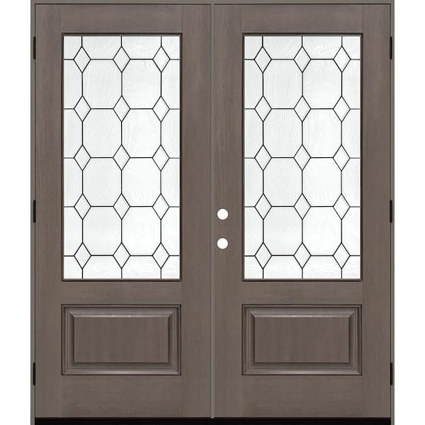 Steves & Sons Regency 64 in. x 80 in. 3/4L Marquise Glass LHOS Ashwood ...