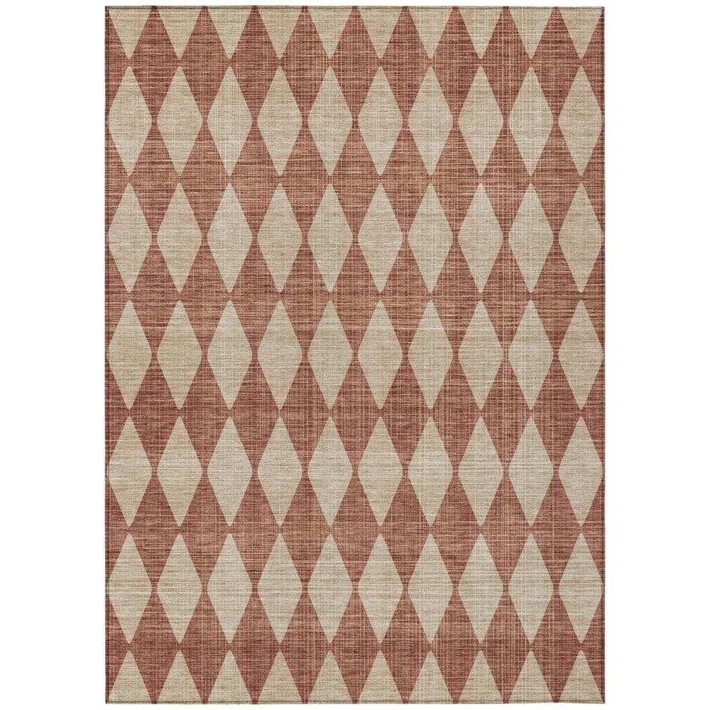HomeRoots Orange, Copper 9 ft. x 12 ft. Woven Geometric Polyester ...