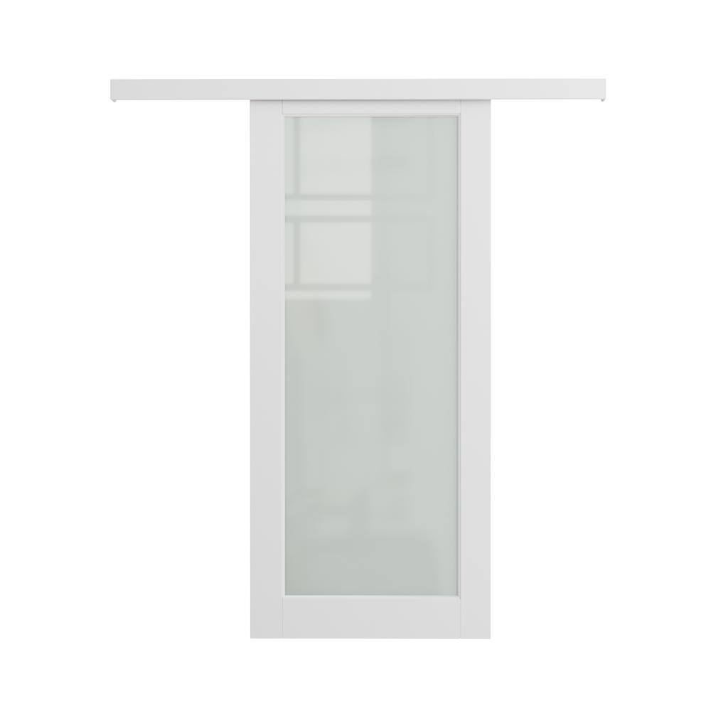 ARK DESIGN 36 in. x 96 in. Hidden Track Style 1 Lite Frosted Glass ...