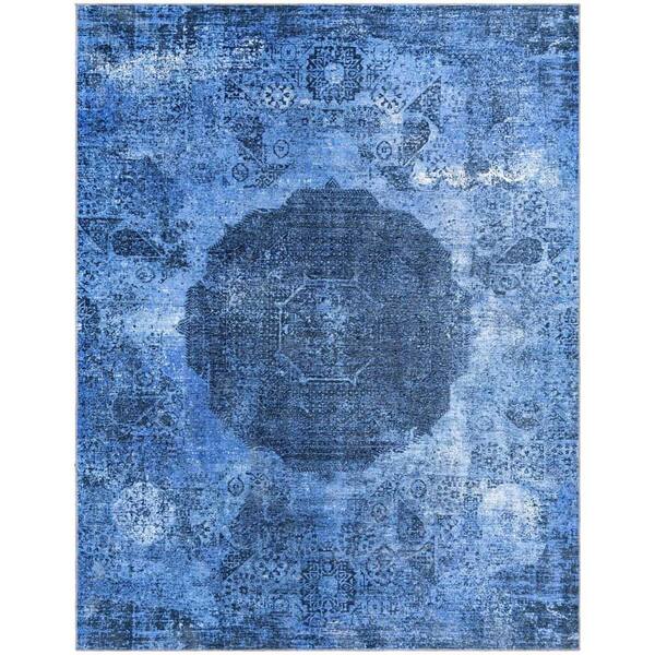 Unique Loom Yara Nayer Overdyed Blue 7 ft. 1 x 10 ft. Area Rug 3181919 ...