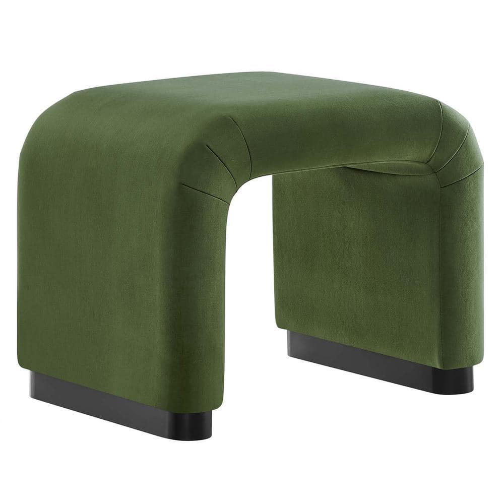 MODWAY Koda 19 in. in Black Moss Green Solid Wood Performance Velvet ...