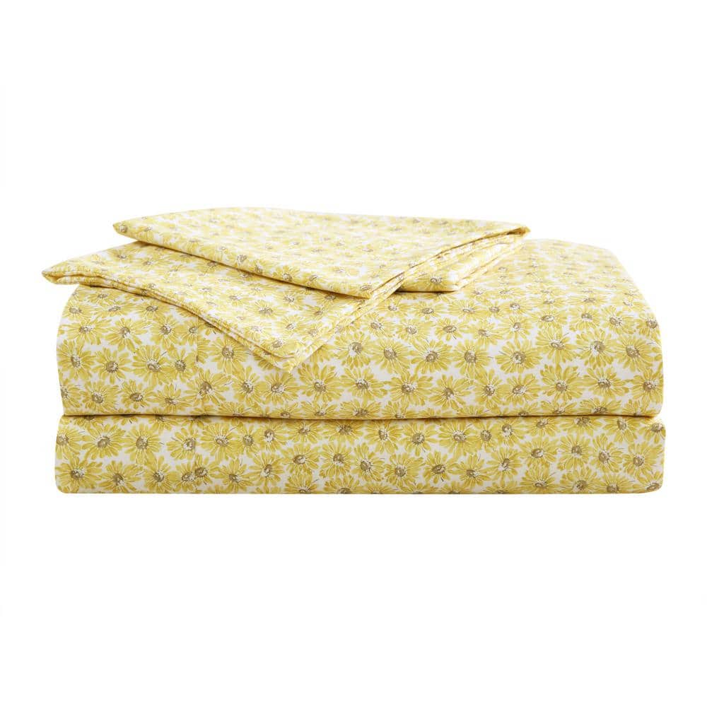BETSEY JOHNSON Sunflower Field 4-Pcs Yellow Microfiber Queen Sheet Set ...