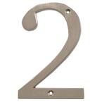 Everbilt 4 in. Satin Nickel Flush Mount Metal House Number 2 30126