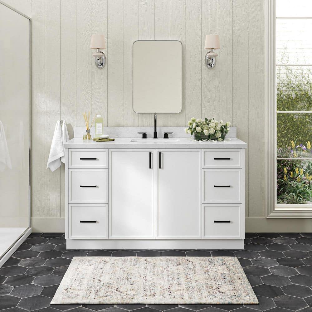 ARIEL Kelly 60 in. Single Sink Freestanding Bathroom Vanity in White ...