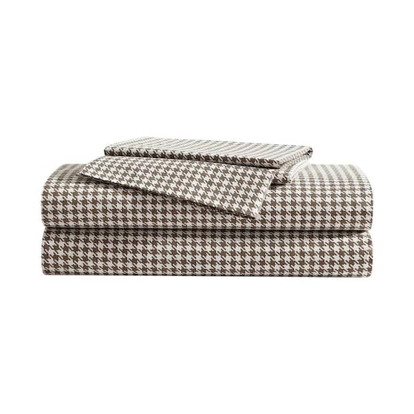 Eddie Bauer Harrison 4-Piece Brown/Cream Percale Cotton Queen Sheet Set ...