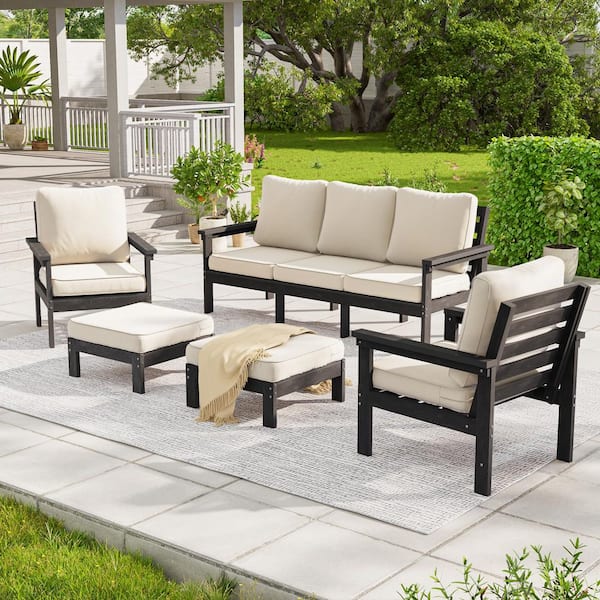 SANLUCE 5-Piece HIPS Outdoor Furniture Set All-Weather Patio Sofa with ...