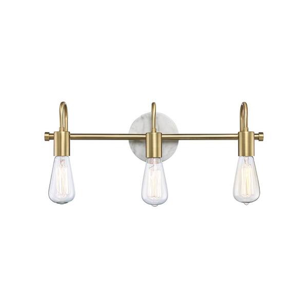 Monteaux Lighting Karina 21 in. 3-Light Gold and Faux Marble Bathroom ...