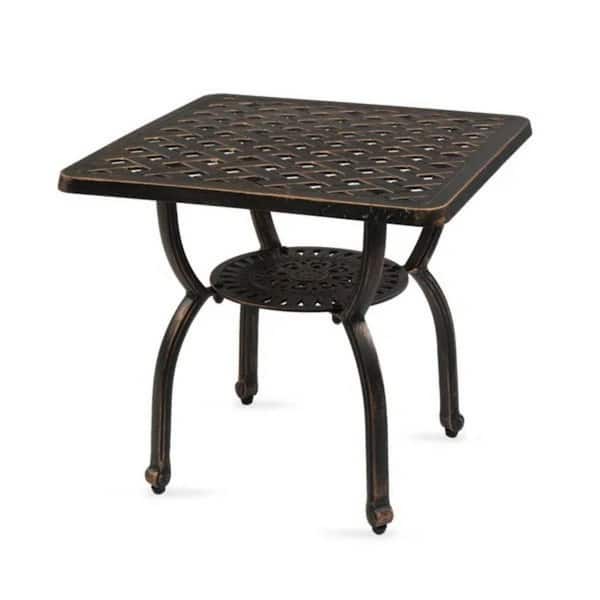 Cubilan Cast Aluminum Outdoor Side Table, Rustproof Outdoor Square Side ...