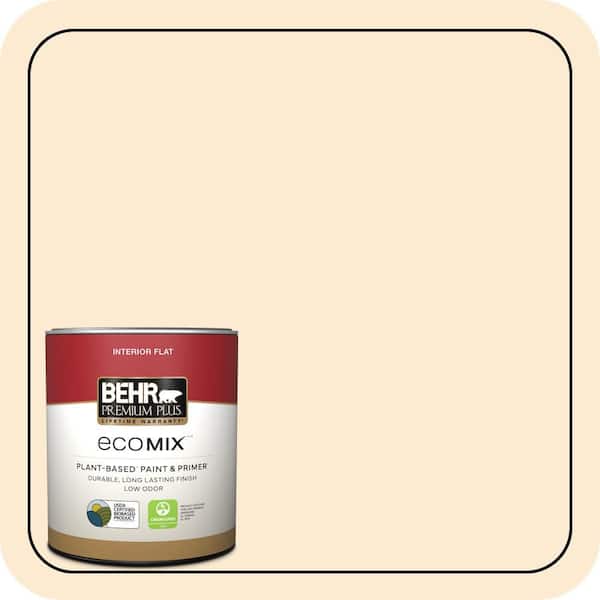 BEHR PREMIUM PLUS 1 qt. #320E-1 Popcorn Ball Flat EcoMix Plant-Based ...