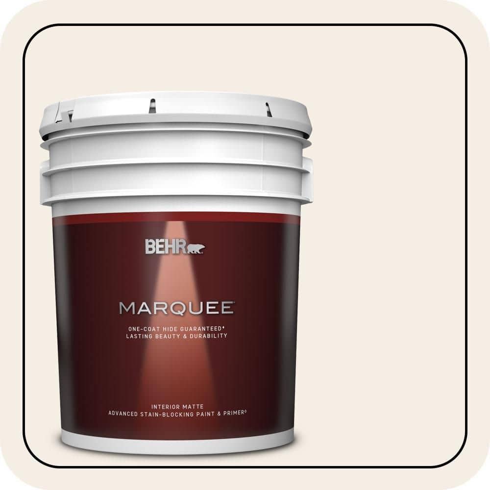 BEHR MARQUEE 5 gal. #PPH-18 Marshmallow Matte Interior Paint & Primer ...