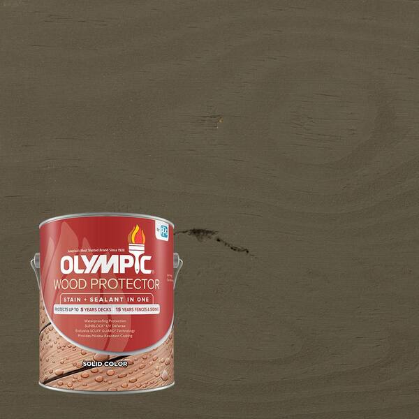 Olympic 1 gal. Gibraltar Gray Exterior Solid Wood Protector Stain Plus ...