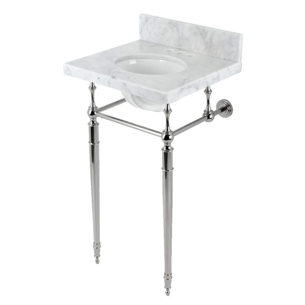 Kingston Brass Fauceture 19 in. Marble Console Sink Set with Brass Legs ...
