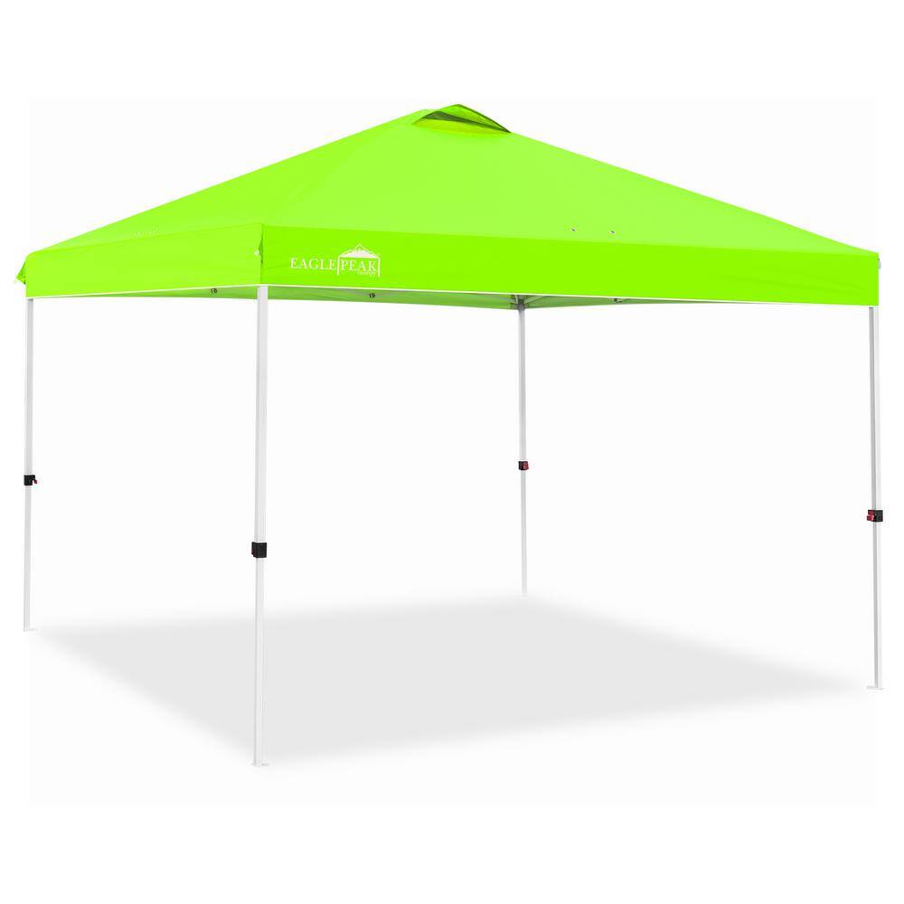 EAGLE PEAK 10 ft. x 10 ft. Fluorescent Green Pop Up Canopy Tent Instant ...