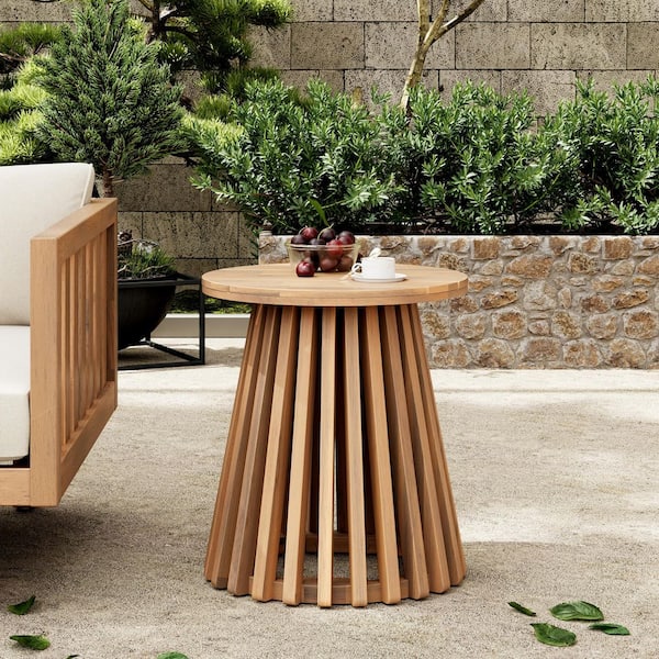 CHRISTOPHER KNIGHT HOME Charm Modern 15.75 in. Patio Solid Wood Round End Table Outdoor Side ...
