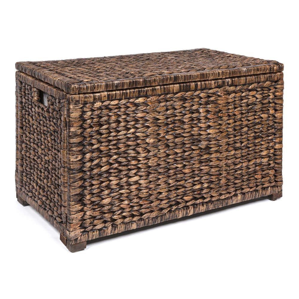 happimess Anada 30 in. Handwoven Wicker Weave Storage Trunk, Brown Wash ...
