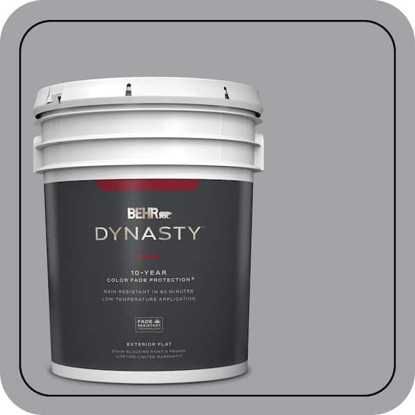 BEHR DYNASTY 5 gal. #N530-4 Power Gray Flat Exterior Stain-Blocking ...