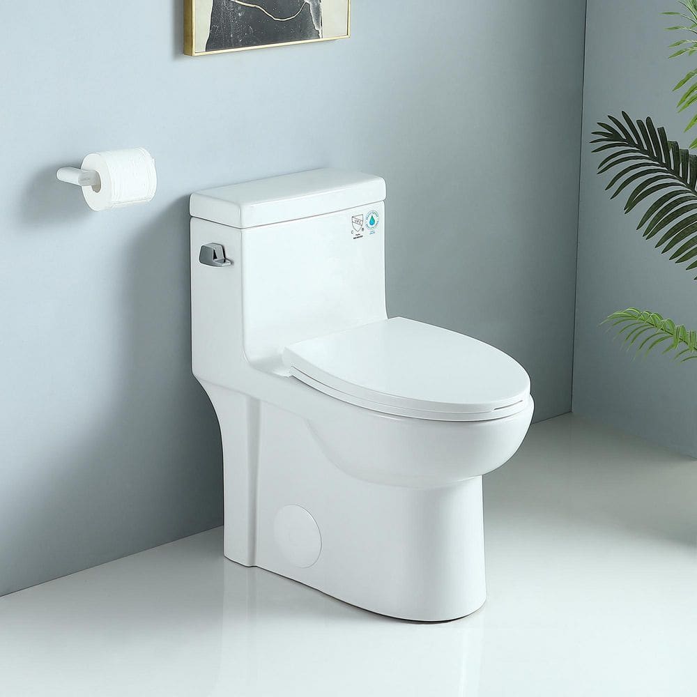 CATALINA Left Side Flush Handle 1.28 GPF 1-Piece Elongated Toilet in ...