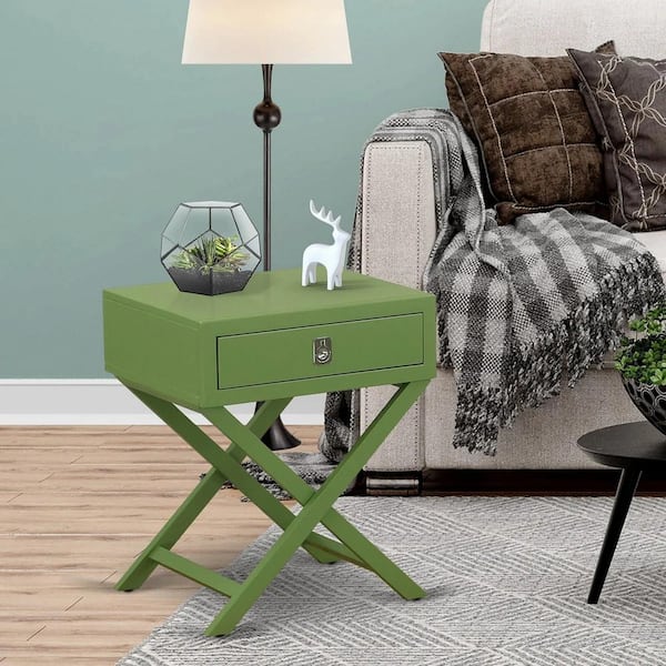 HOME IMPORTS EMPORIUM Medieval Majesty 15.7 in. Clover Green Square Rubberwood End Table HANE12 ...