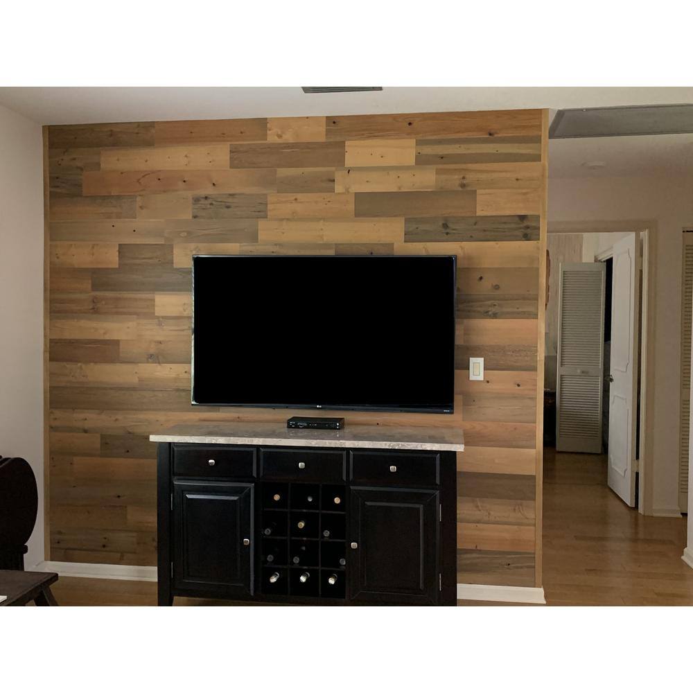 Timberchic 1/8 in. x 5 in. x 12-42 in. Peel and Stick Tan Wooden ...