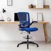 HOMESTOCK Blue/Black Mesh Drafting Chair Tall Office Chair for Standing ...