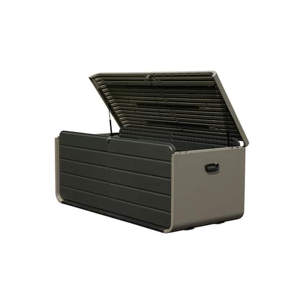 160 Gal. 63 in. x 30 in. Gray Large Heavy-Duty Plastic Deck Box Patio ...