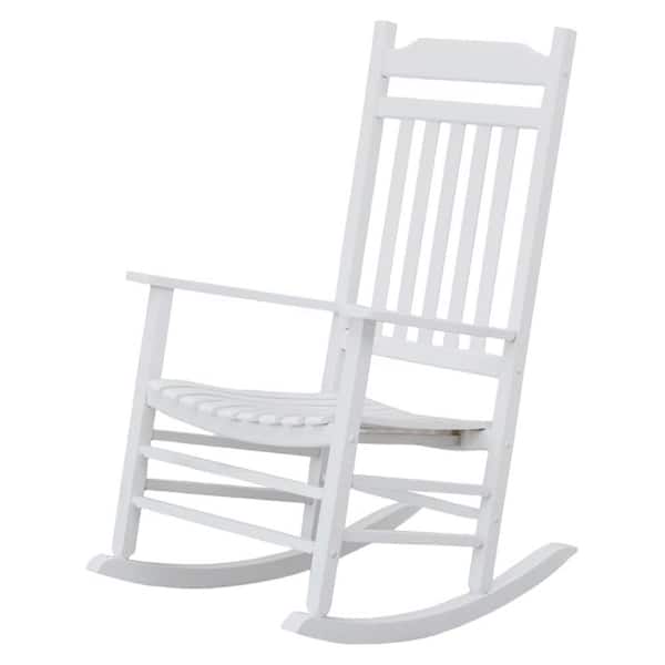 Hngilkoo White Wood Outdoor Rocking Chair for Porch Patio Balcony ...