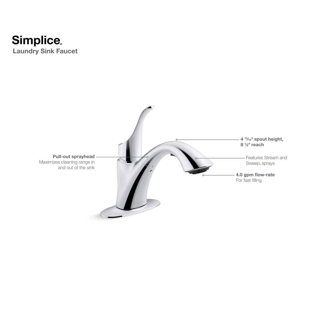 Buy Simplice Single-Handle Utility Faucet with Pull-Out Sprayer in ...