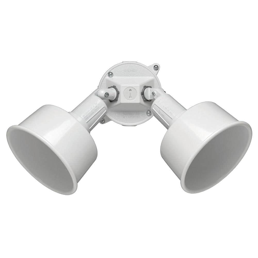 Red Dot White Outdoor Weatherproof Flood Lighting Kit Round 2-Lamps ...