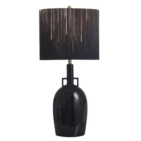 StyleCraft Empire 36.75 in. Gloss Black Transitional 1-Light Standard ...