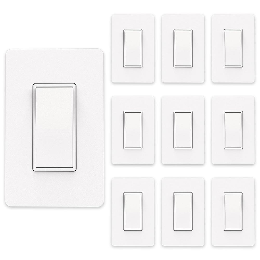 Lukyamzn 15 Amp Single Pole Decorator Light Switch with Screwless Wall ...