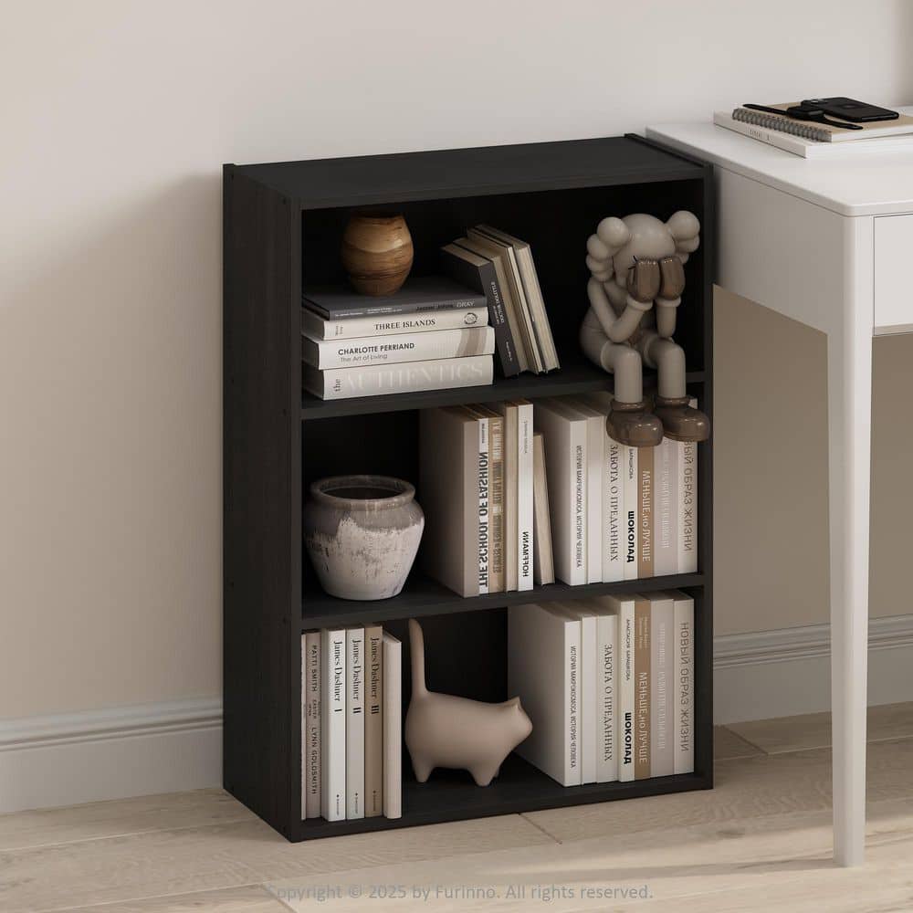 Furinno Simple 32 in. Tall Americano Wood 3-Shelf Bookcase NA11208AM ...