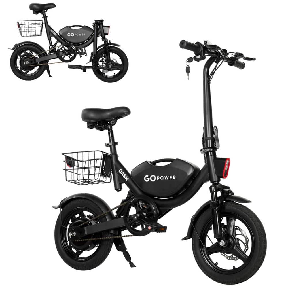 Go Power GoPowerBike GoDash Electric Bike, Compact Folding Adult Mini E-Bike, 400W Motor, 14in ...