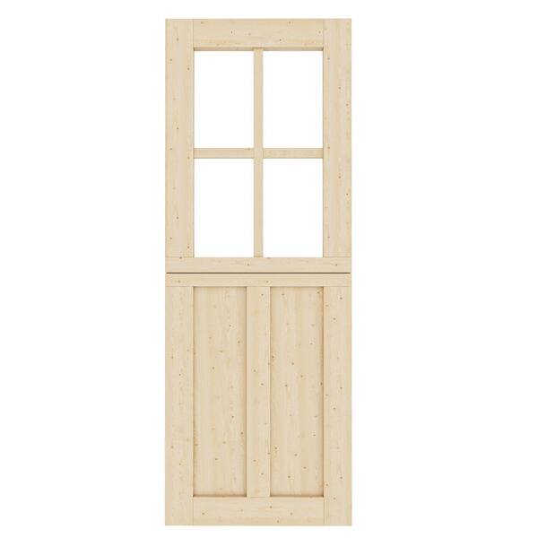 EH PUERTA 32 in. x 80 in. Solid Pine Universal 4-Lite Clear Glass 2 ...