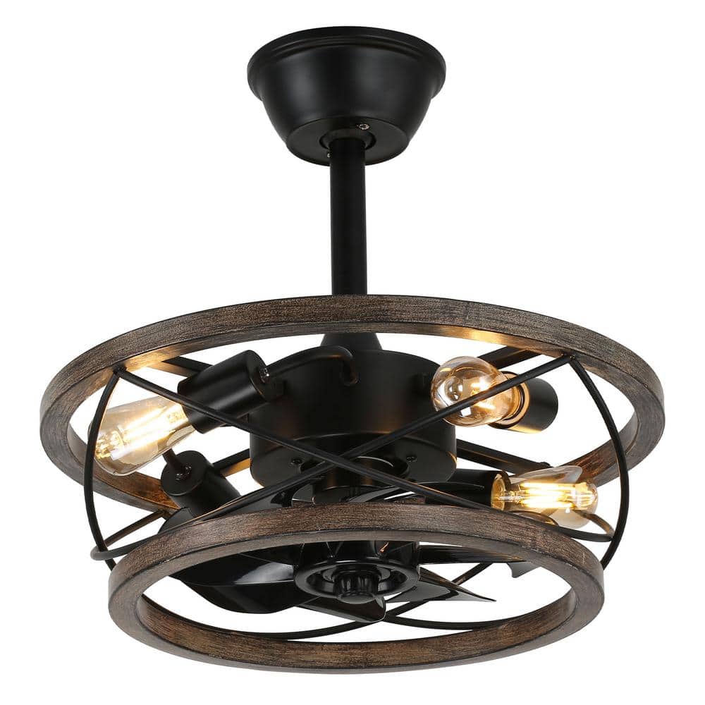 Oaks Aura Gina 18 in. Indoor Black Farmhouse Wood Ceiling Fan with ...