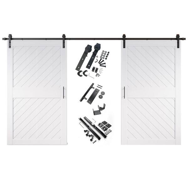 HOMACER XT1 50 in. x 84 in. C-Panel White Slanted Stripe Design Double ...