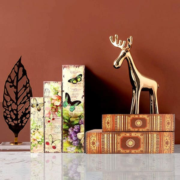 Beige 10.7 in. x 2.8 in. Wood Decorative Boxes ((set of 3)) with ...