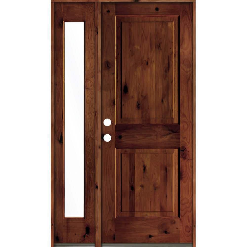 Krosswood Doors 44 in. x 80 in. Rustic knotty alder 2-Panel Right-Hand ...