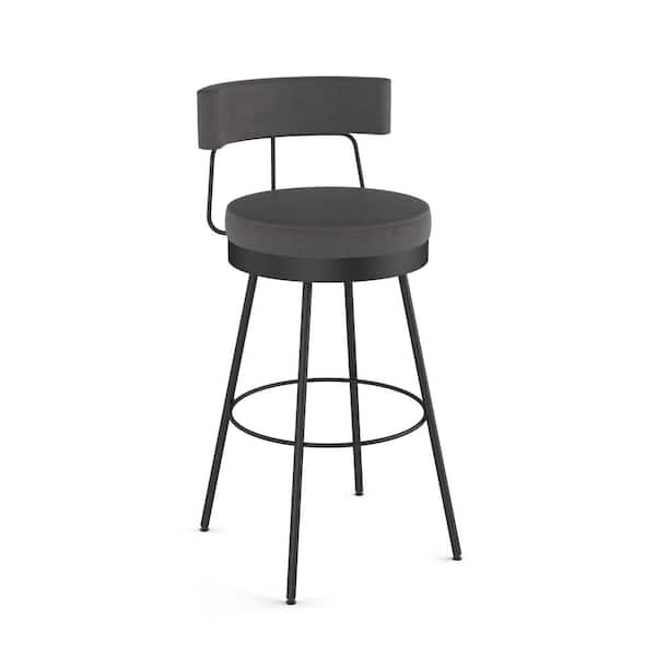 Amisco Urbana 30 in. Dark Grey PVC / Black Metal Swivel Bar Stool 44581 ...