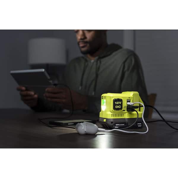 RYOBI 18V ONE+ 120-Watt Portable Battery Inverter Power Source with 12 ...