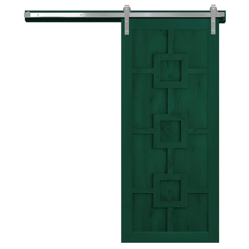 VeryCustom 42 in. x 84 in. Mod Squad Emerald Wood Sliding Barn Door ...