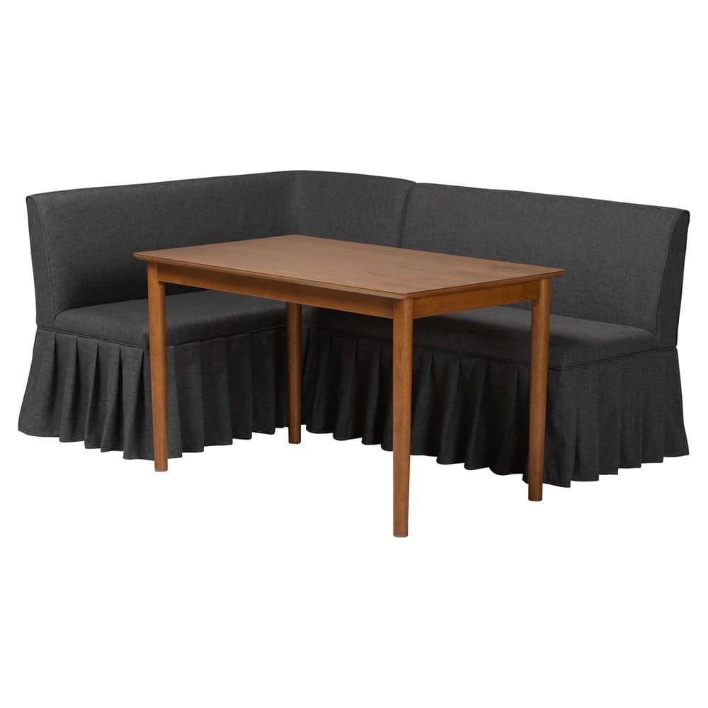 Baxton Studio Richard 3-Piece Dark Grey and Walnut Brown Wood Top ...