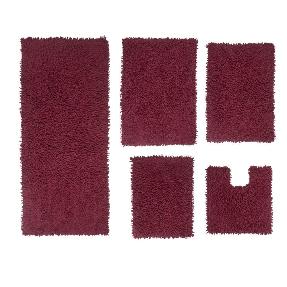 HOME WEAVERS INC Fantasia Bath Rug 100% Cotton Bath Rugs Set, 5-Pcs Set ...