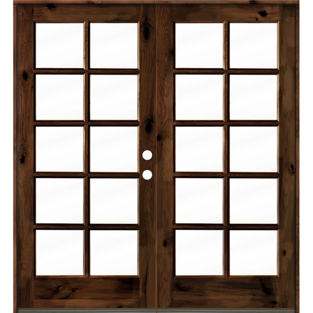 Krosswood Doors 72 in. x 80 in. French Knotty Alder Wood 10-Lite Clear ...