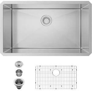 Lycvki 16 Gauge 304 Stainless Steel 27 in. Undermount Bar Sink Kitchen ...