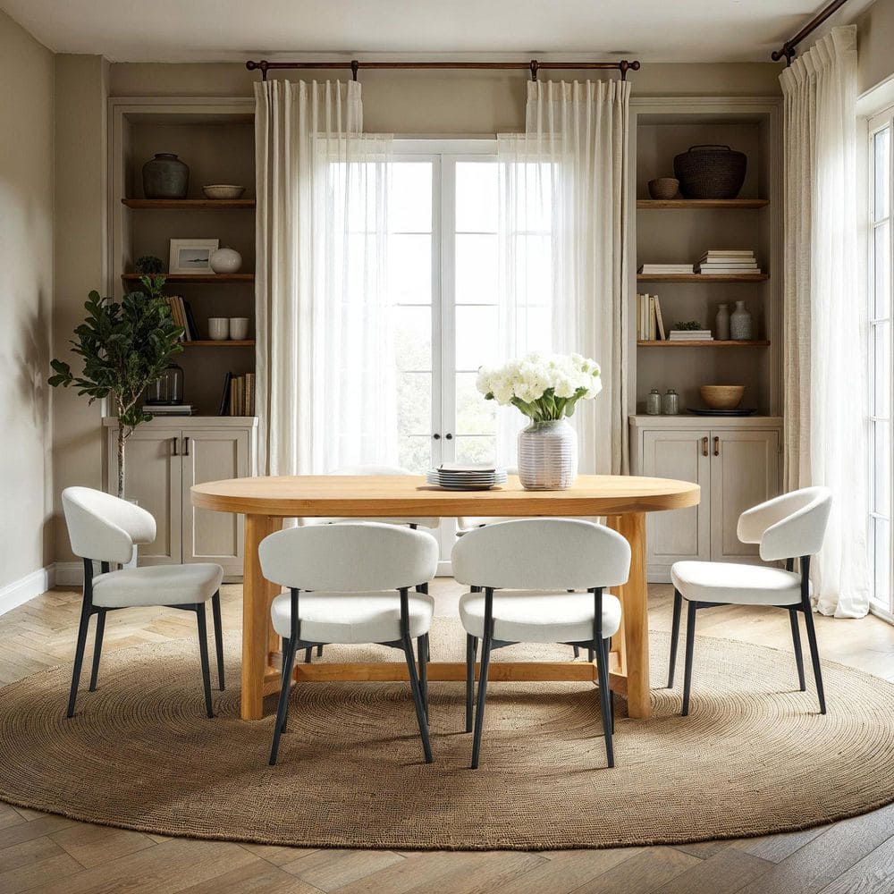 Walker Edison Furniture Company Nash 7-Piece Oval White Oak MDF Top ...