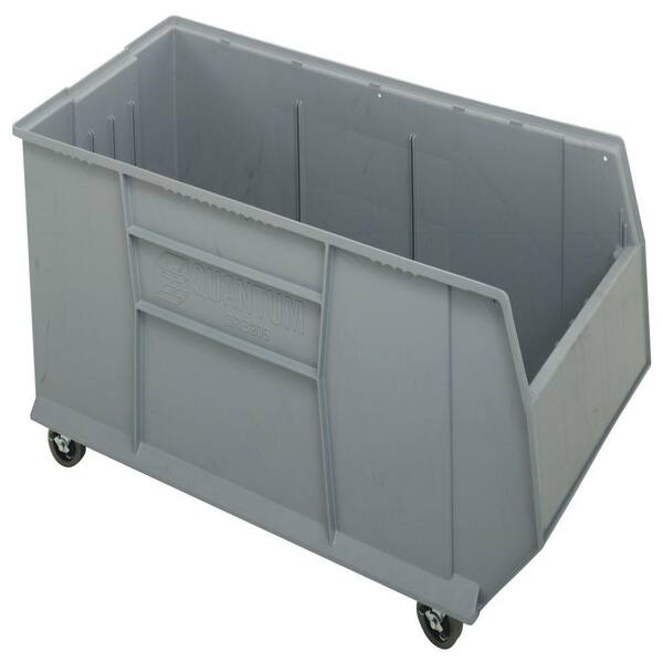 QUANTUM STORAGE SYSTEMS Quantum Rackbin Mobile 42 in. 63-Gal. Storage Tote in Gray (1-Pack ...